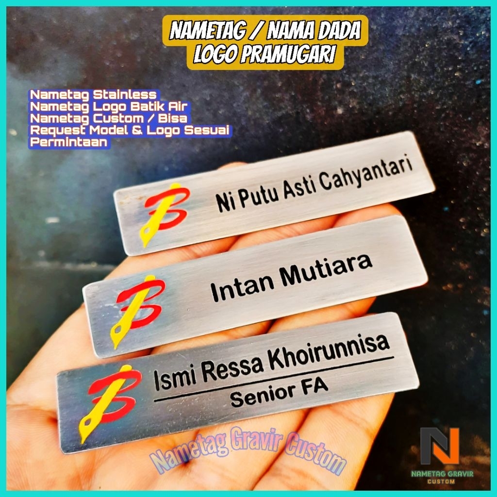 Jual Papan Nama Dada Nama Dada Magnet Name Tag Stainless Nametag Logo ...