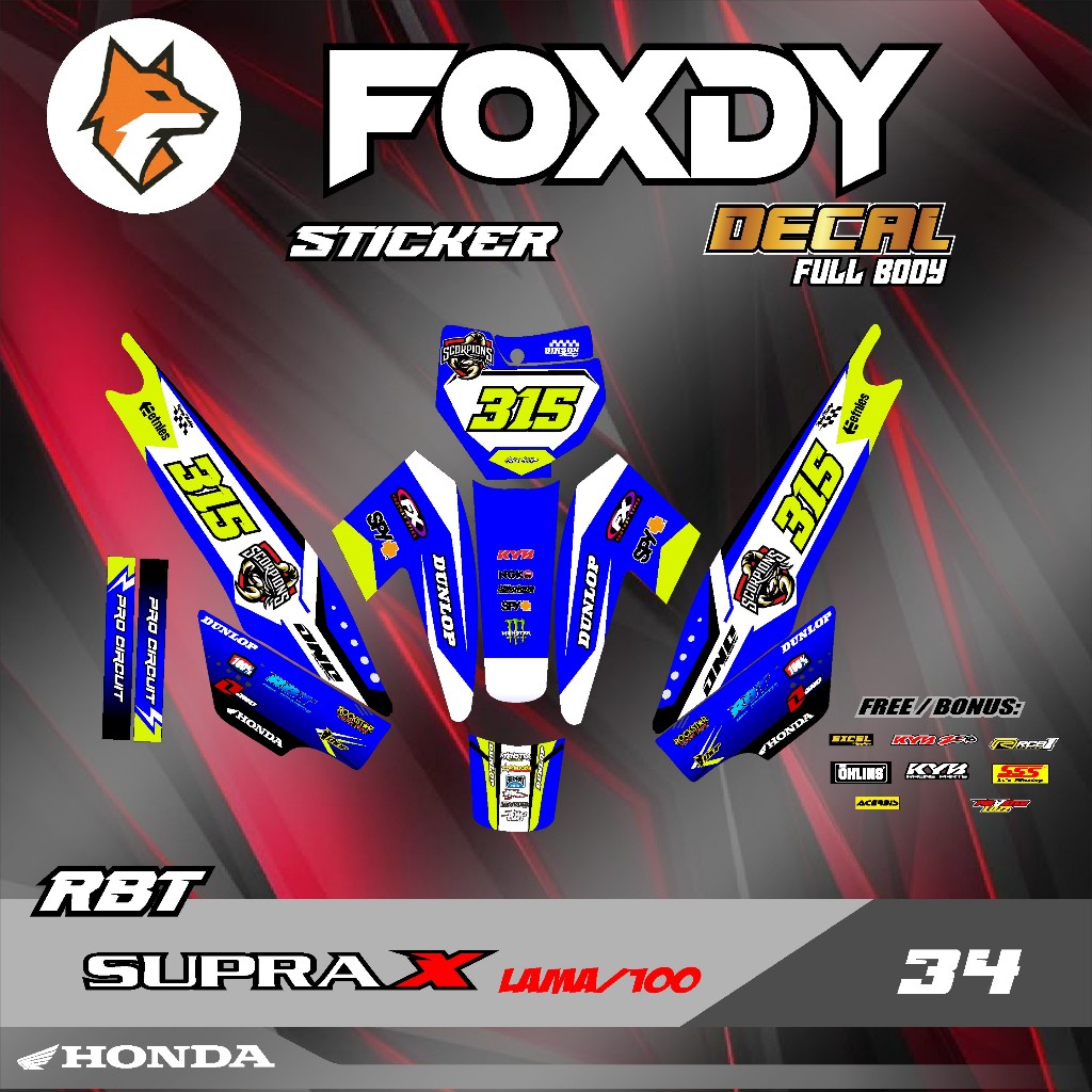 Jual Sticker DECAL RBT MOTOR SUPRA X LAMA/100 FULL BODY MOTOR SUPER ...