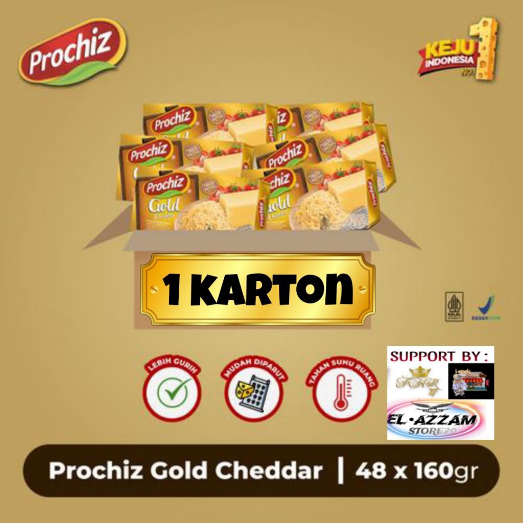 Jual PROCHIZ GOLD CHEDDAR 1 KARTON (48 PACK) 160gram | Shopee Indonesia