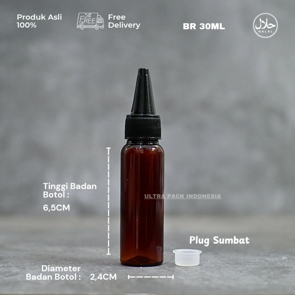 Jual KEMASAN BOTOL TETES ESSENCE FOOD GRADE - BOTOL PET BR 30ML AMBER ...