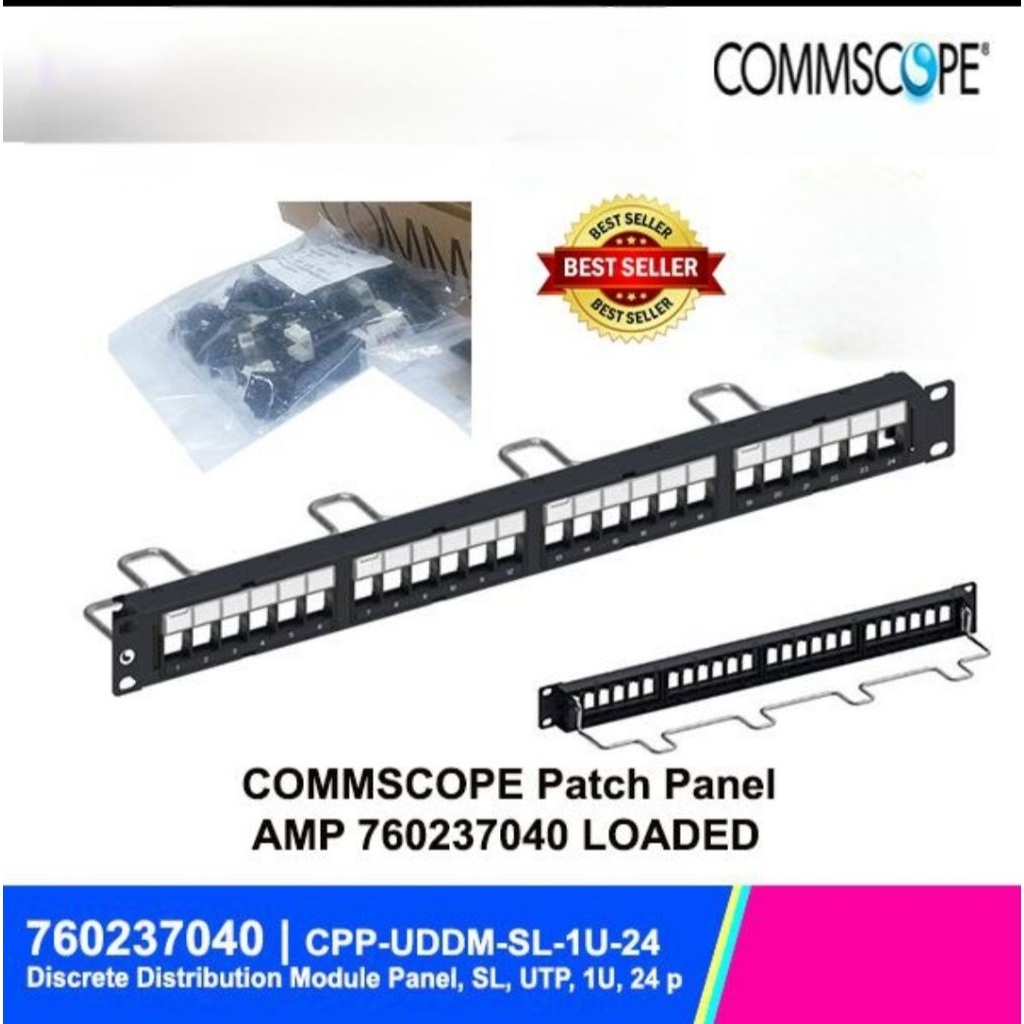 Jual Commscope Patch Panel 24 Port Cat.6 Loaded / Patch Panel 24Port ...