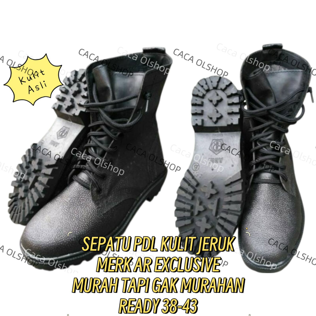 Jual Sepatu PDL Satpam Security Hansip Linmas Kulit asli texture Jeruk ...