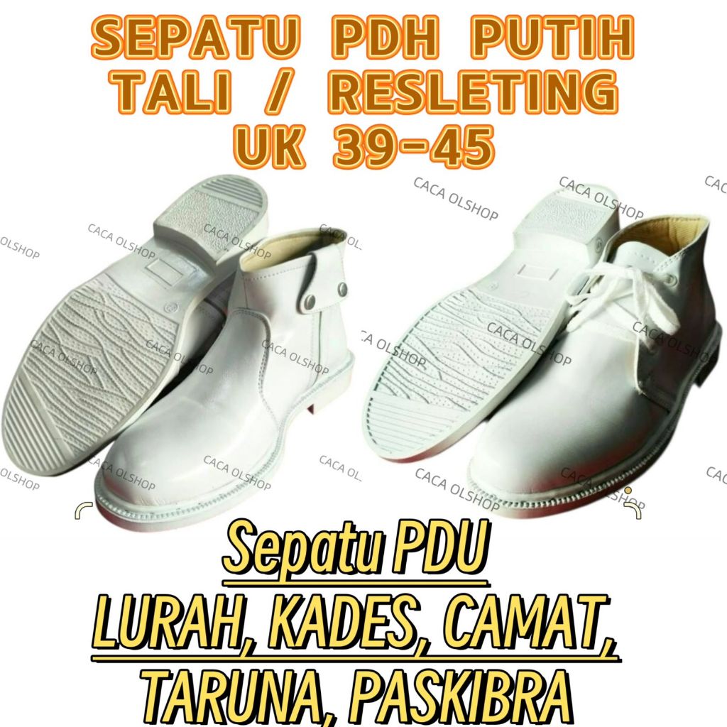 Jual Sepatu PDH Putih Tali / Sleting PDU Lurah Kades Camat Taruna ...