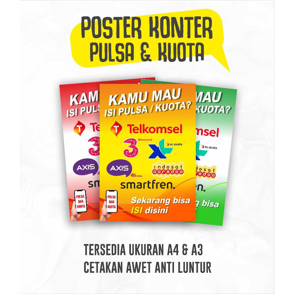 Jual STIKER POSTER ISI PULSA ISI KUOTA ALL OPERATOR | Shopee Indonesia
