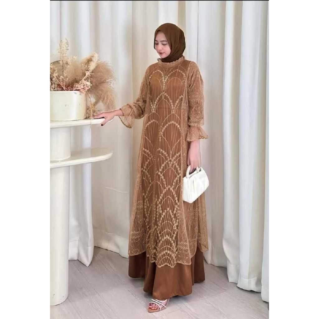 Jual Zeze - Allea Dress Gamis Silk Brokat Premium Mocca Abaya Maxy Brukat Mewah Terbaru | Shopee ...