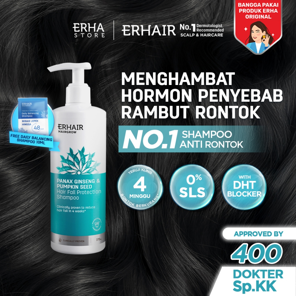 Jual [BEST SELLER SHAMPOO HAIR FALL] ERHAIR HairGrow Shampoo NON SLS ...