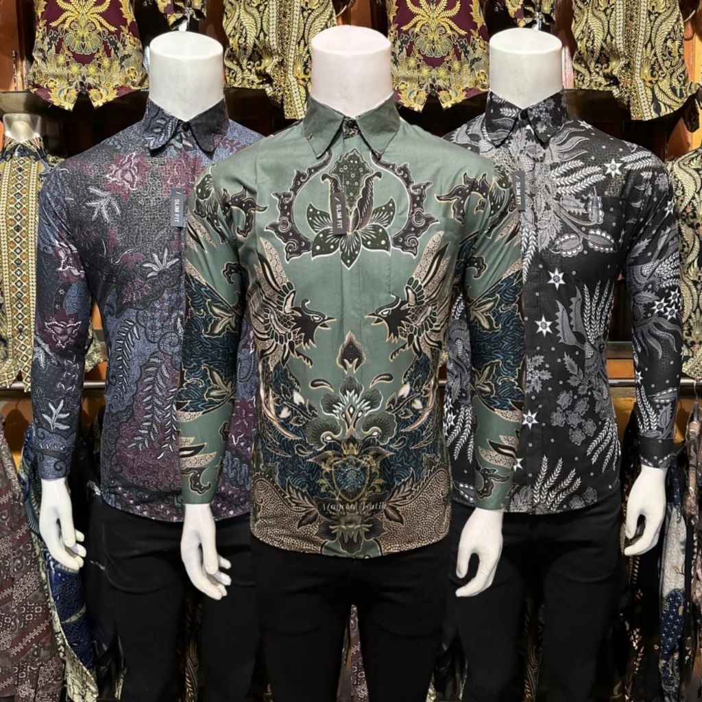 Jual Batik Pria Lengan Panjang Slimfit Batik Sage Green Premium Quality ...