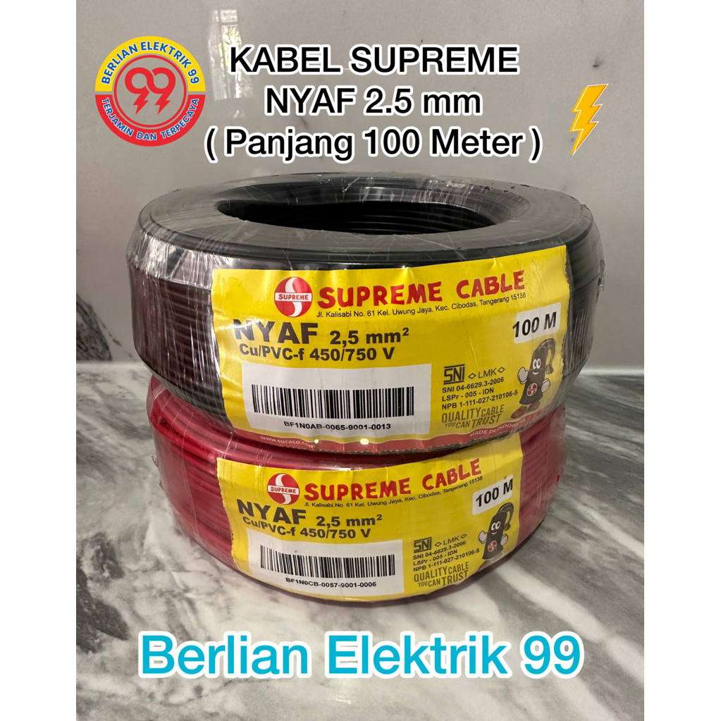 Jual kabel supreme NYAF 2,5mm serabut(1roll 100meter) | Shopee Indonesia