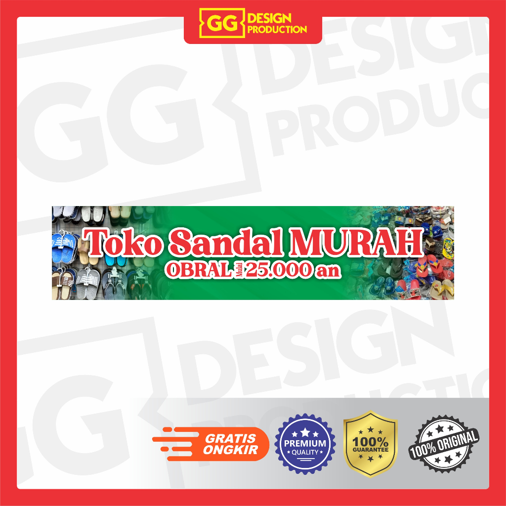 Jual cetak iklan spanduk banner mmt baliho toko sandal | Shopee Indonesia