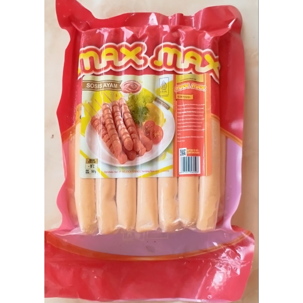Jual Max Max Sosis Ayam long ( Sosis Goreng) 500gr isi 15 pcs | Shopee ...