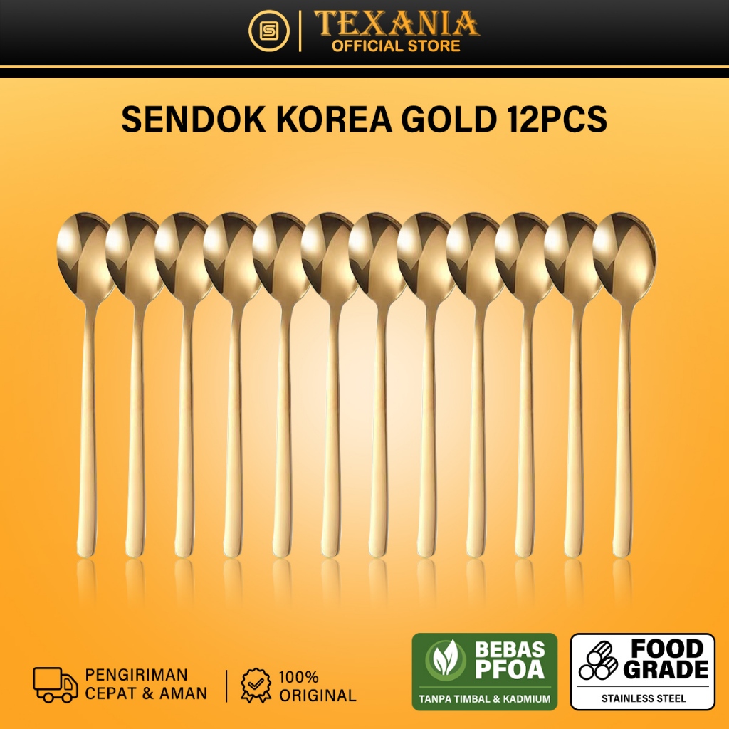 Jual TEXANIA Sendok Garpu Korea Gold Sujeo Set isi 12 Stainless Steel ...