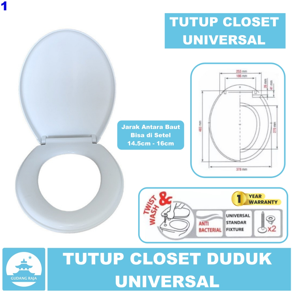 Jual Tutup Closet Duduk Universal Toilet Cover Kloset Closet Seat Putih ...