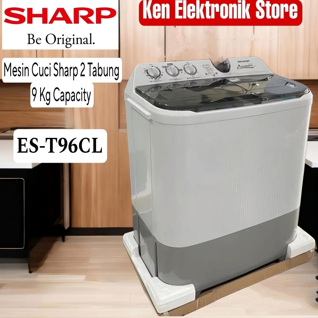 Jual MESIN CUCI SHARP 2 TABUNG 9KG ES-T96CL LOW WATT GARANSI RESMI | Shopee Indonesia