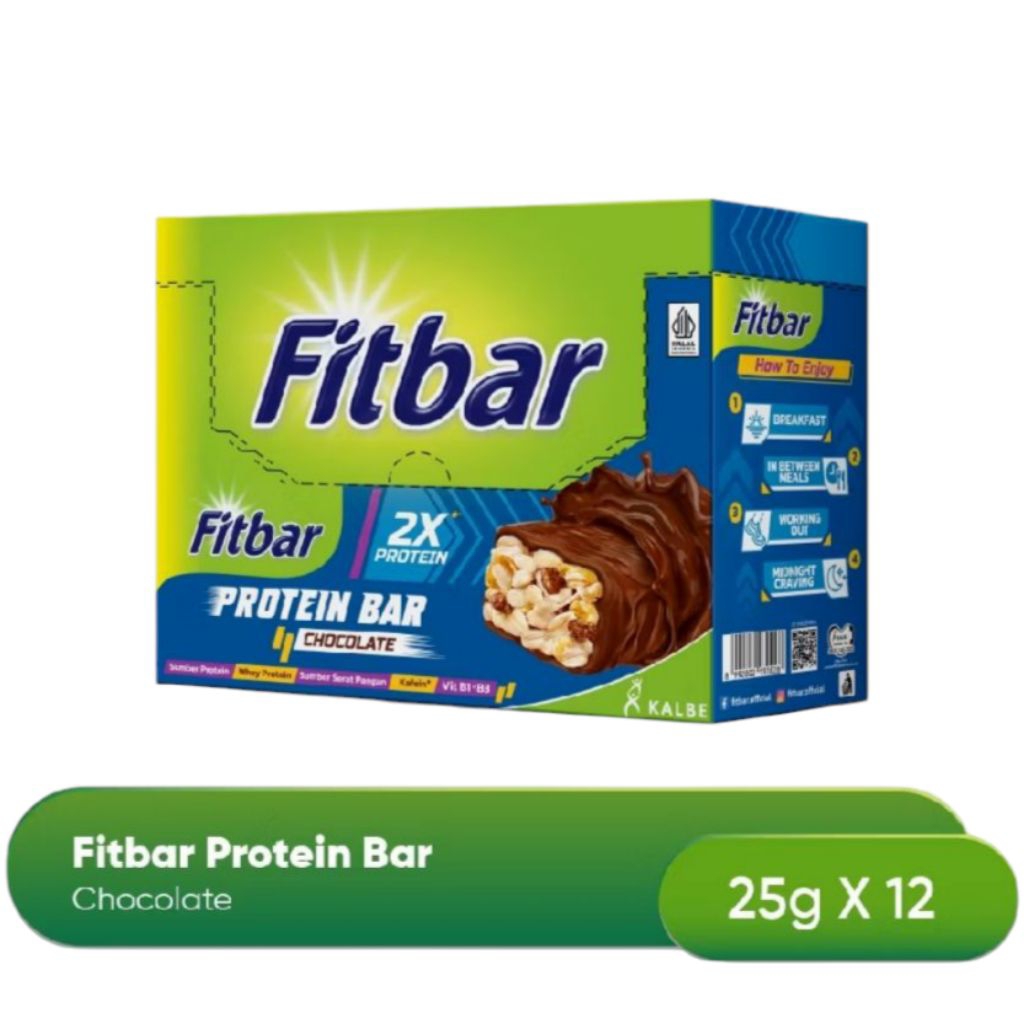 Jual Fitbar Protein Chocolate 12 x 25 gr Snack Bar | Shopee Indonesia