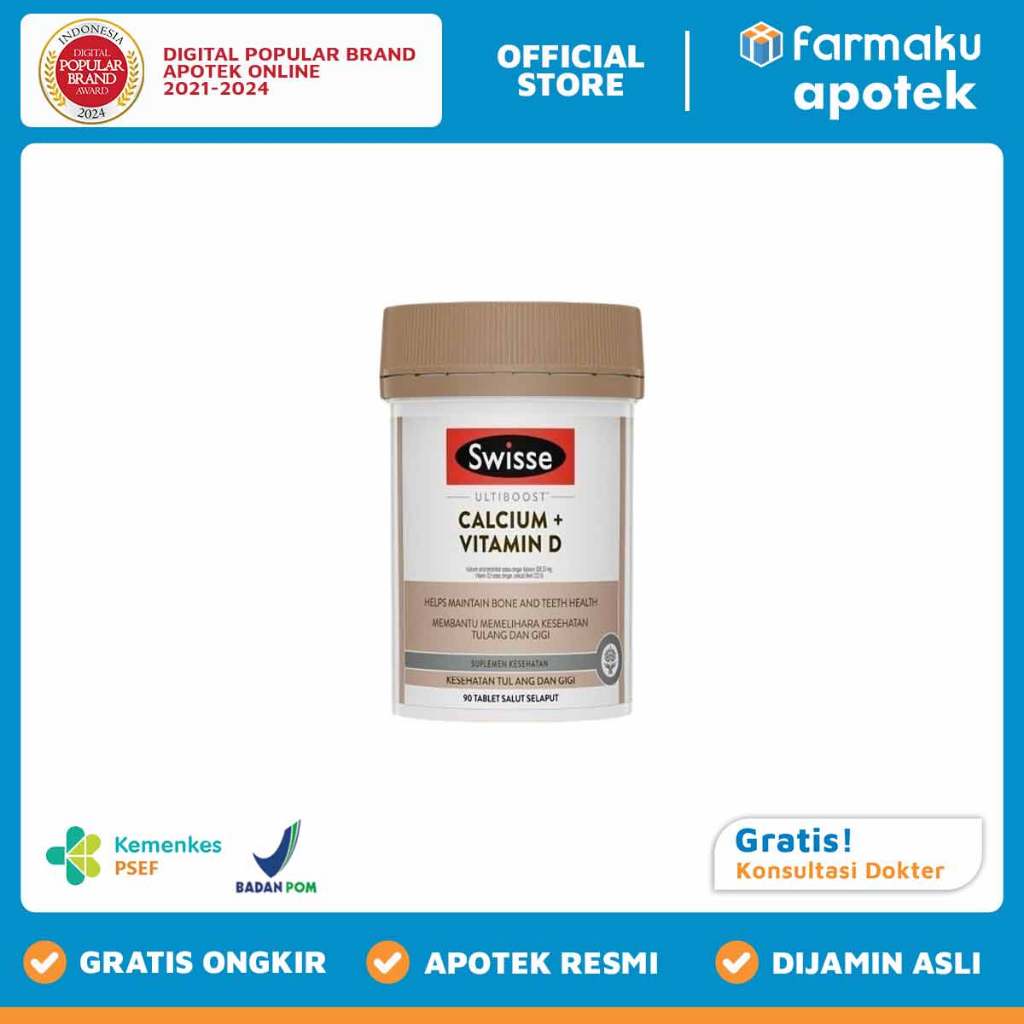 Jual Swisse Ultiboost Calcium + Vitamin D 90 Botol Capsule - PSG ...