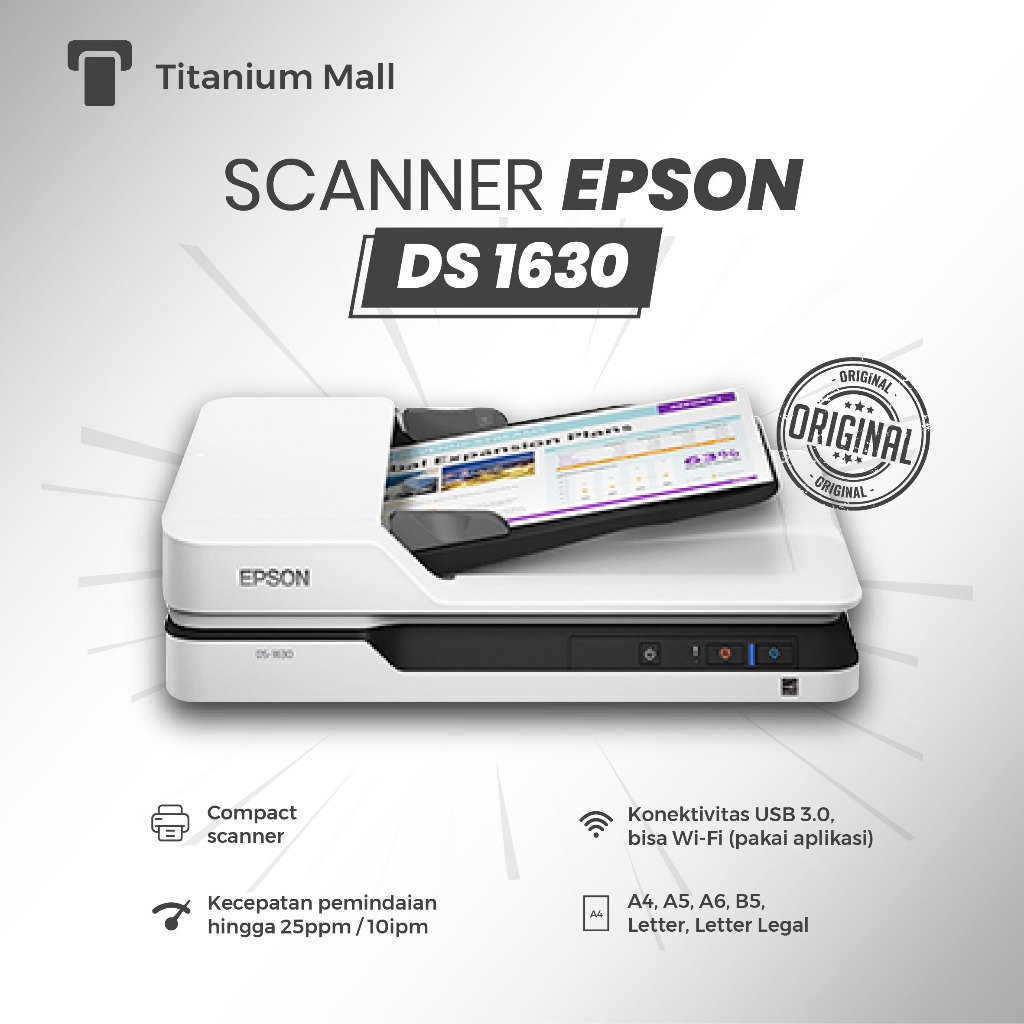 Jual Epson Scanner WorkForce DS-1630 Flatbed dan ADF Automatic Document ...