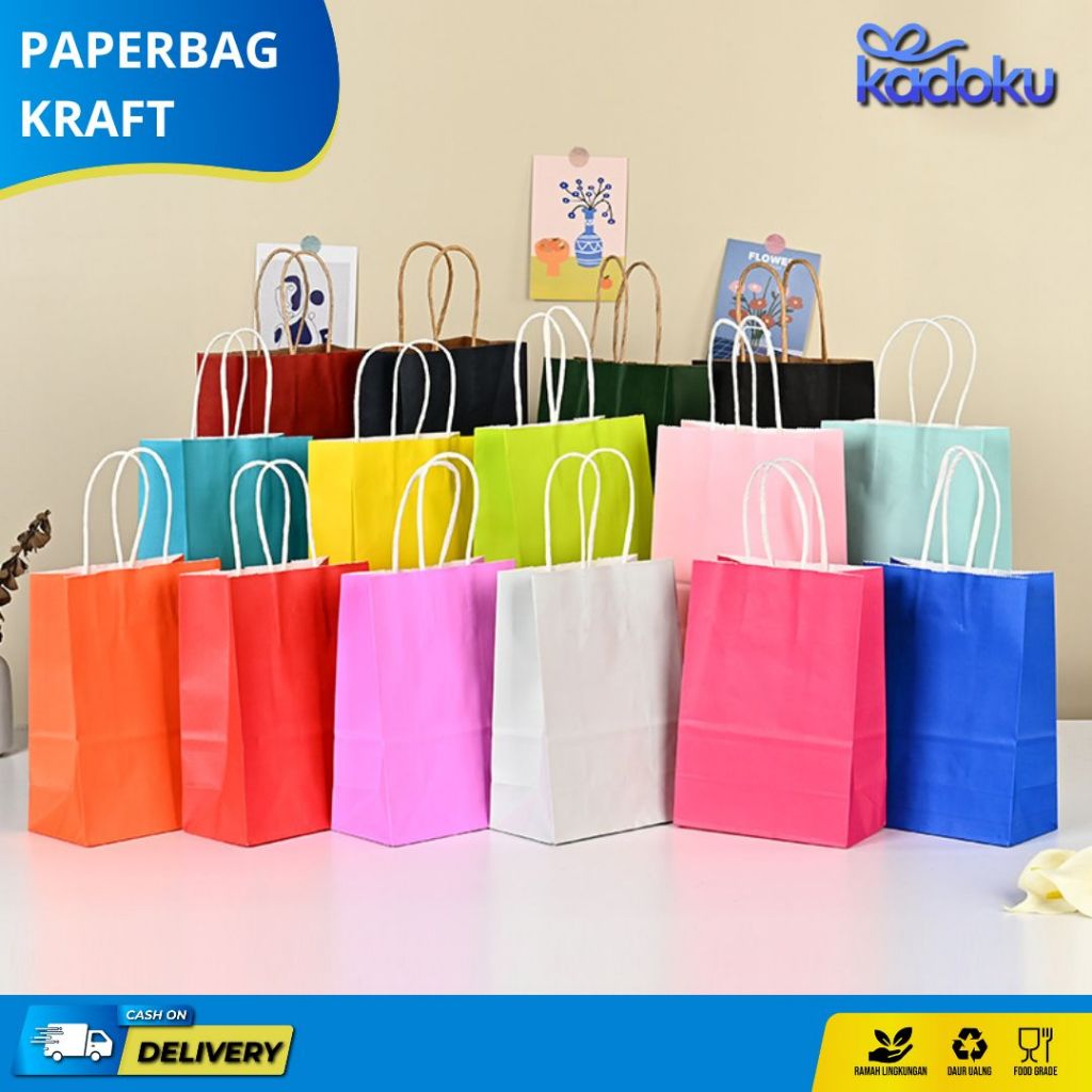 Jual Paperbag Kraft Polos / Goodie Bag Tali Kertas/ Paper bag Motif ...