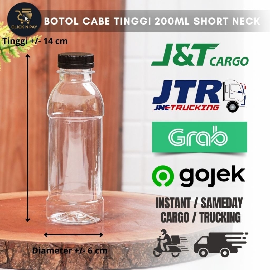 Jual INSTANT SAMEDAY Botol Cabe Tinggi 200ml/ Botol Jus/ Botol Cabe ...