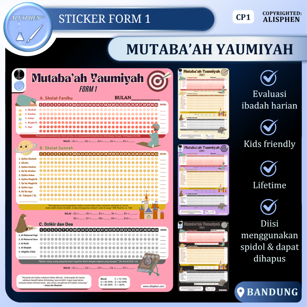 Jual Mutabaah Yaumiyah Form | Form Amalan / Ibadah Harian | Checklist ...