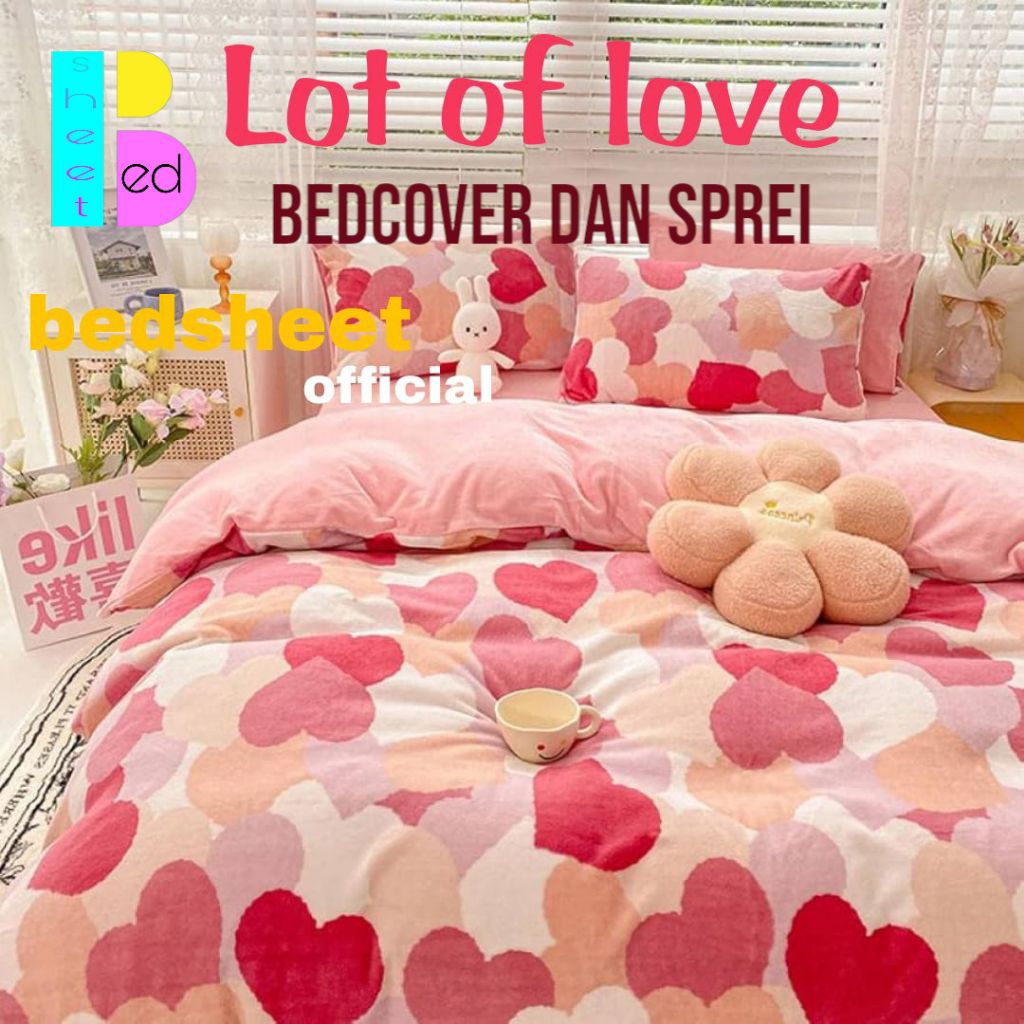 Jual Bed Cover Set Motif love love Ukuran 180×200 Set sprei Tinggi 20cm ...