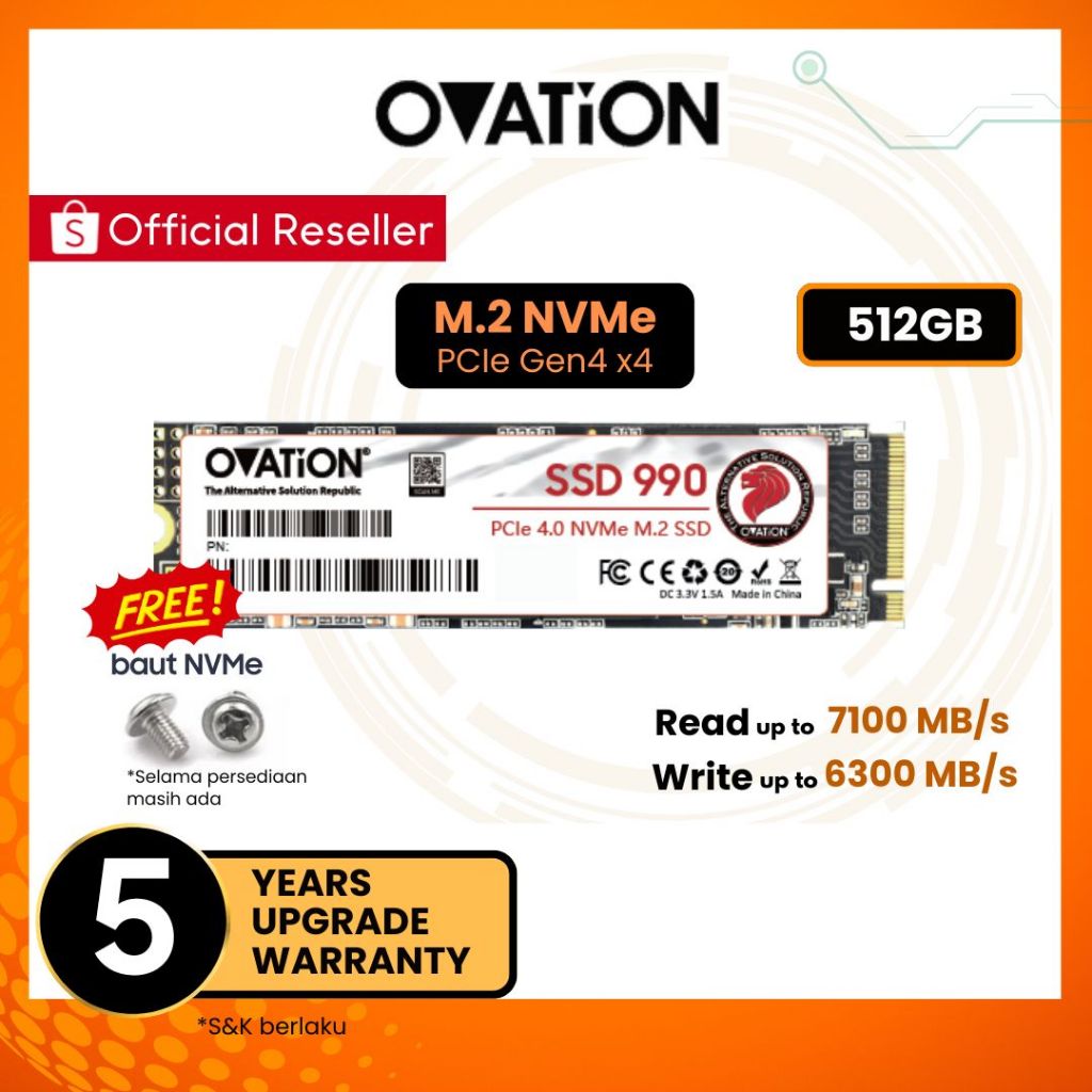 Jual OVATION SSD NVME 990 PCIe gen4 x4 512GB / 1TB / 2TB M2 NVME M2NVME ...