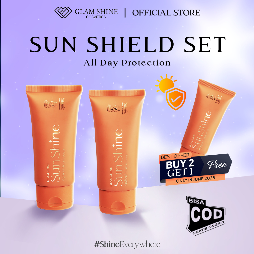 Jual GLAMSHINE Bundle Sunshine Hybrid Sunscreen Buy 2 Get 1 Free ...