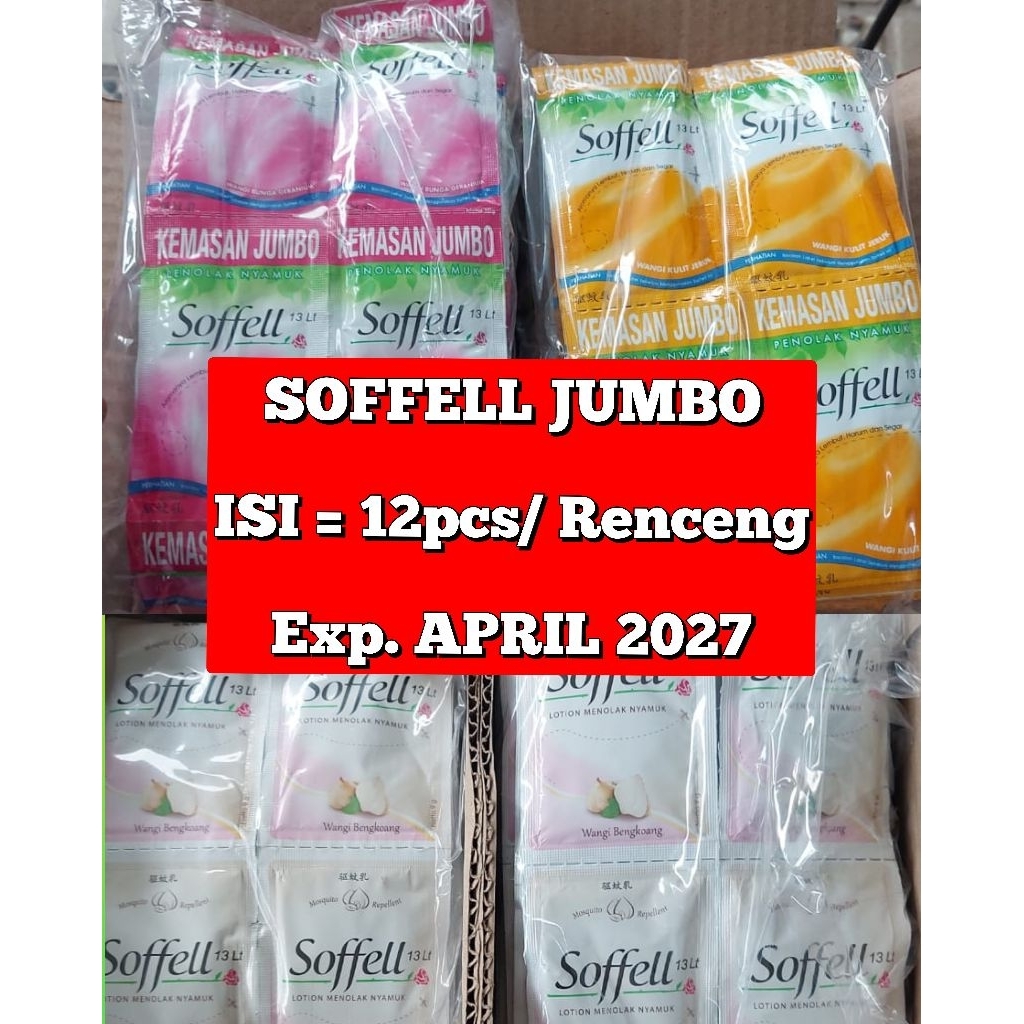 Jual SOFFELL RENCENG JUMBO isi 12 pcs / Exp. APRIL - DES 2027/ Obat Nyamuk lotion | Shopee Indonesia