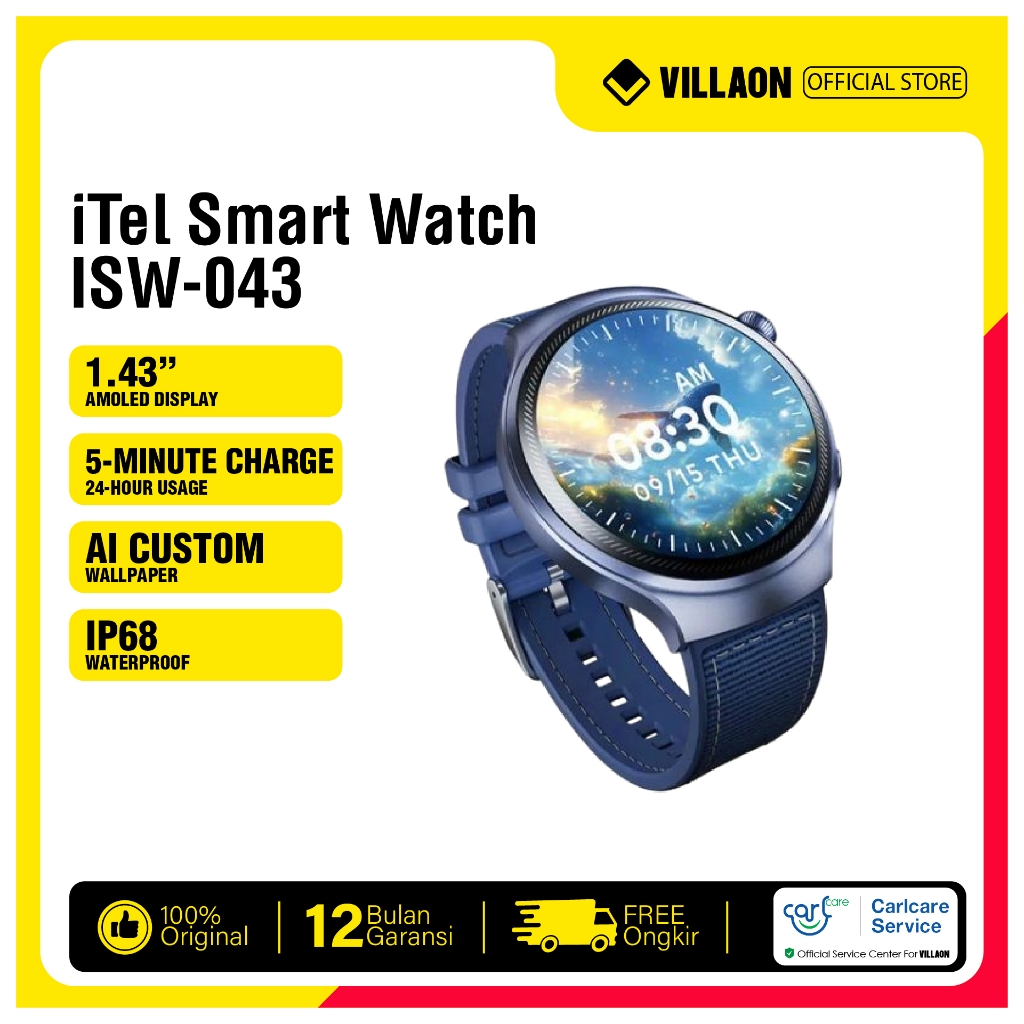 Jual Villaon Itel Smartwatch O43 Jam Tangan Pria Max Watch 1.43 inch ...