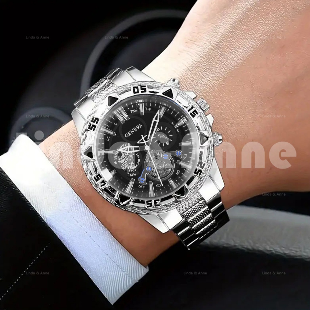 Jual L&A Jam Tangan Rantai Pria Luxury Analog Watch Jam Tangan Chrono ...