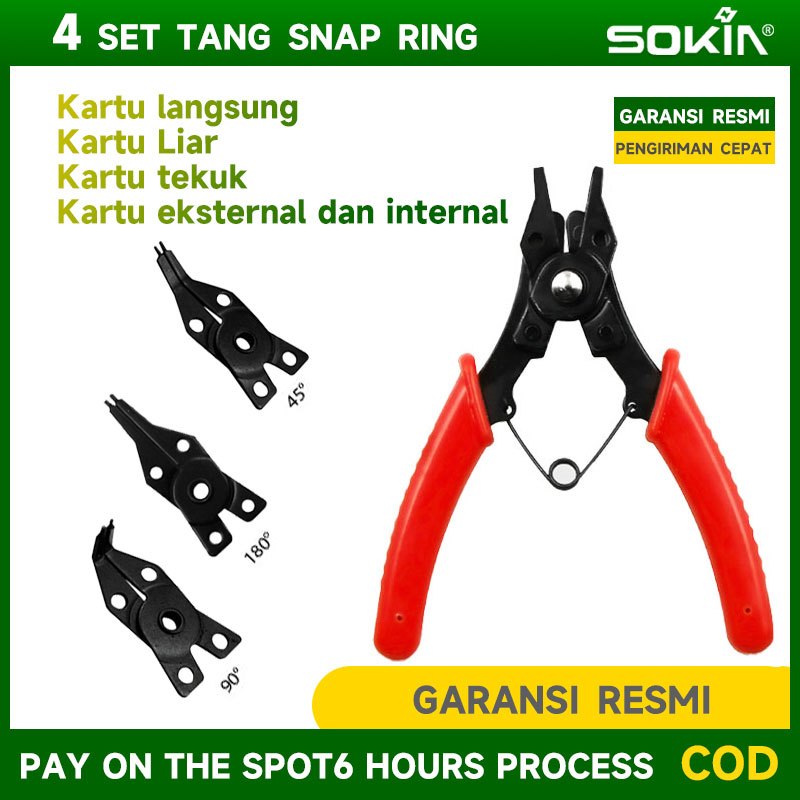 Jual SOKIN Tang Snap Ring 4in1 Circlip Tekan Buka Tutup Bengkok Tang ...