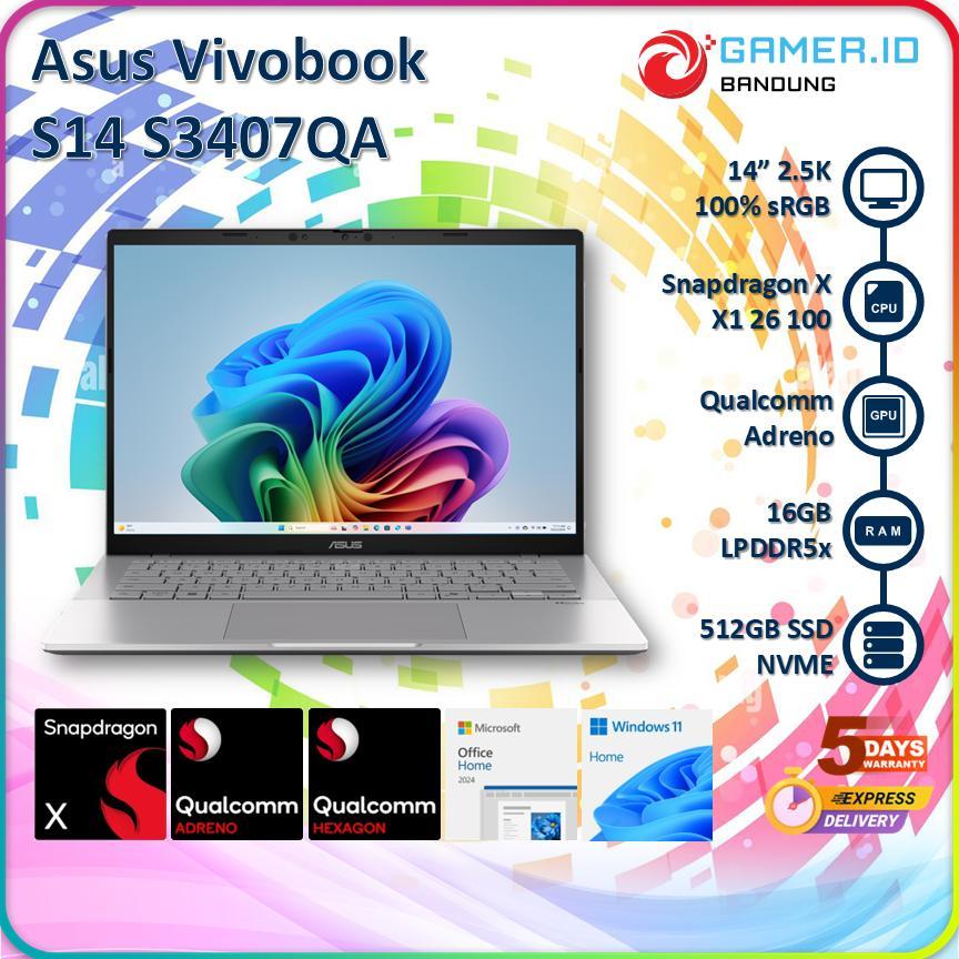 Jual ASUS VIVOBOOK S14 S3407QA SNAPDRAGON X X1 26 100 16GB 512GB 14" 2 ...