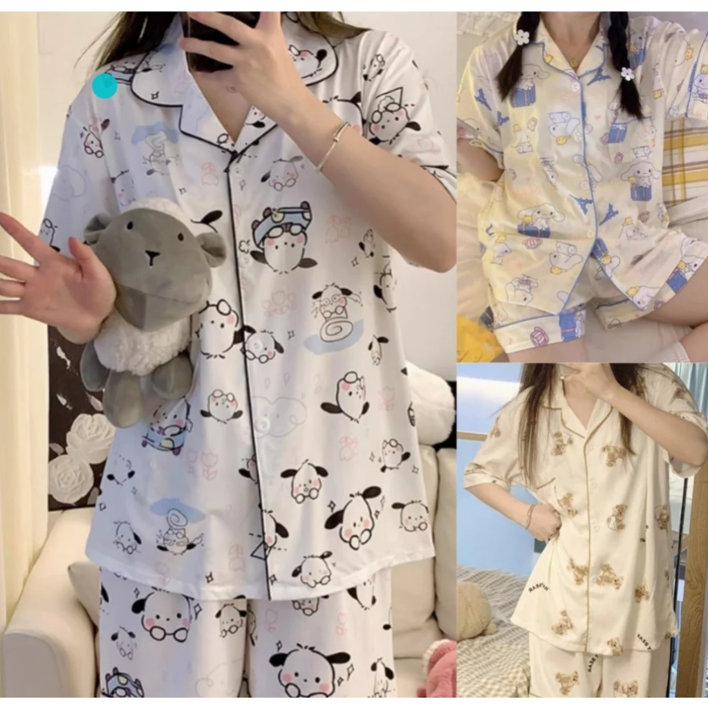 Jual BSG BT012 BAJU TIDUR SET WANITA DEWASA CELANA PENDEK PIYAMA KEMEJA ...