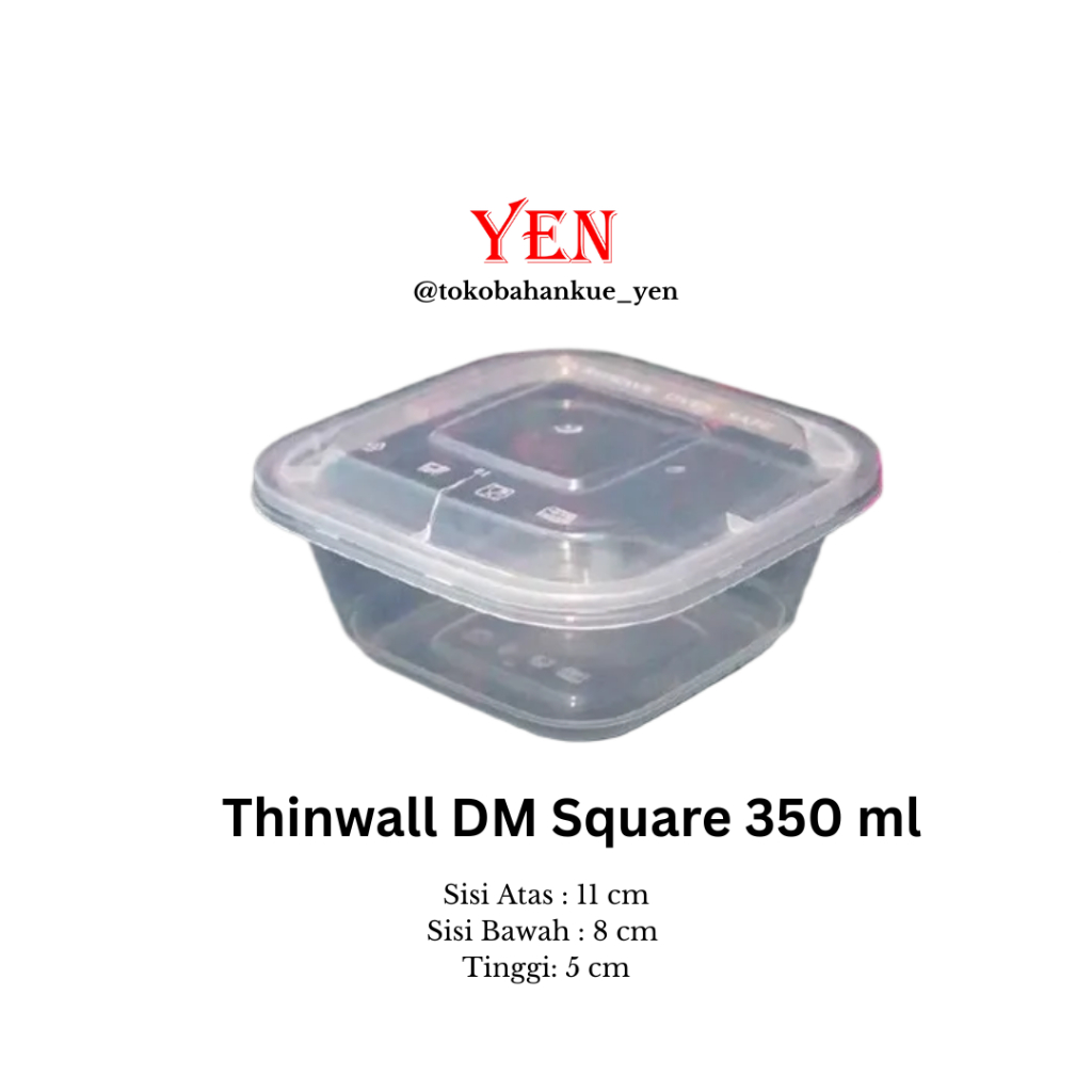 Jual Thinwall Merek DM Square 350ml / Kotak Makanan Plastik Dessert Box ...