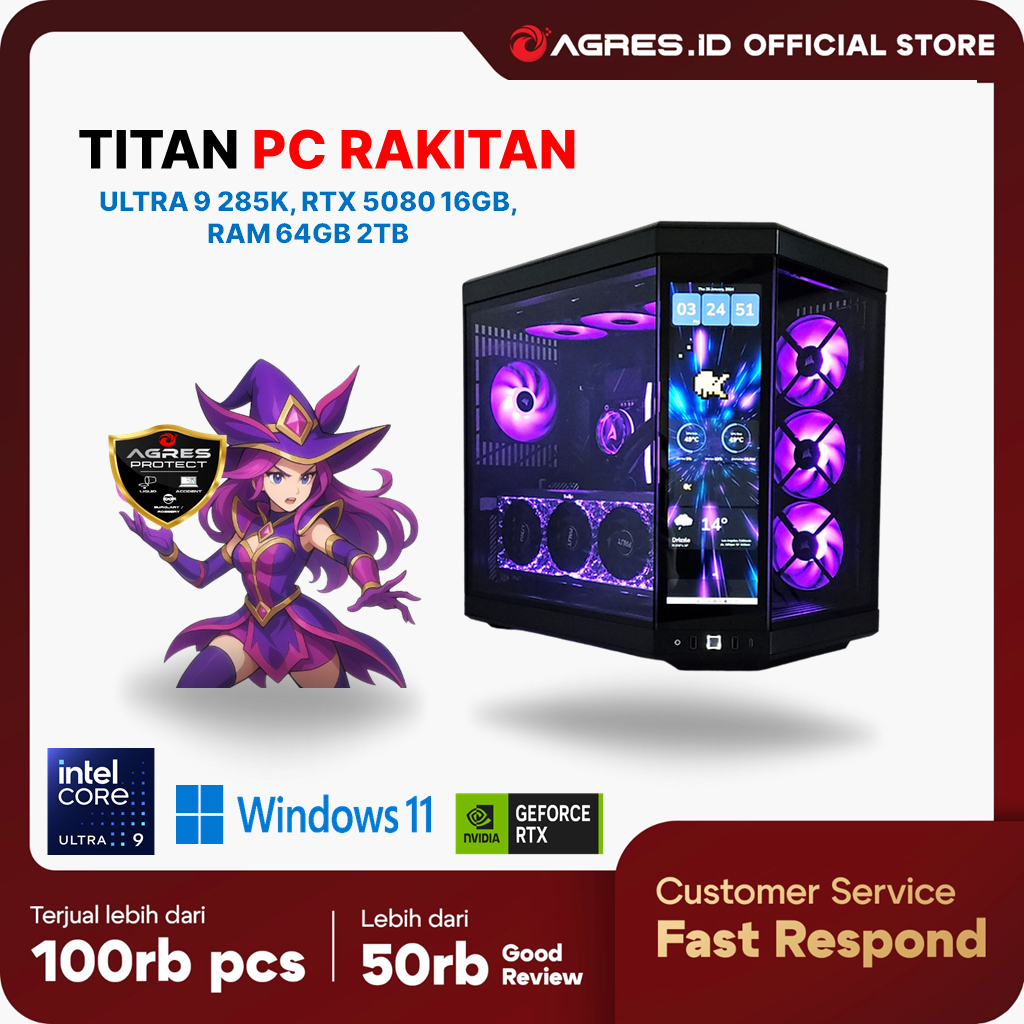 Jual AGRES TITAN PC ULTRA 9 285K RTX 5080 16GB/ 64GB 2TB WINDOWS 11 PRO ...