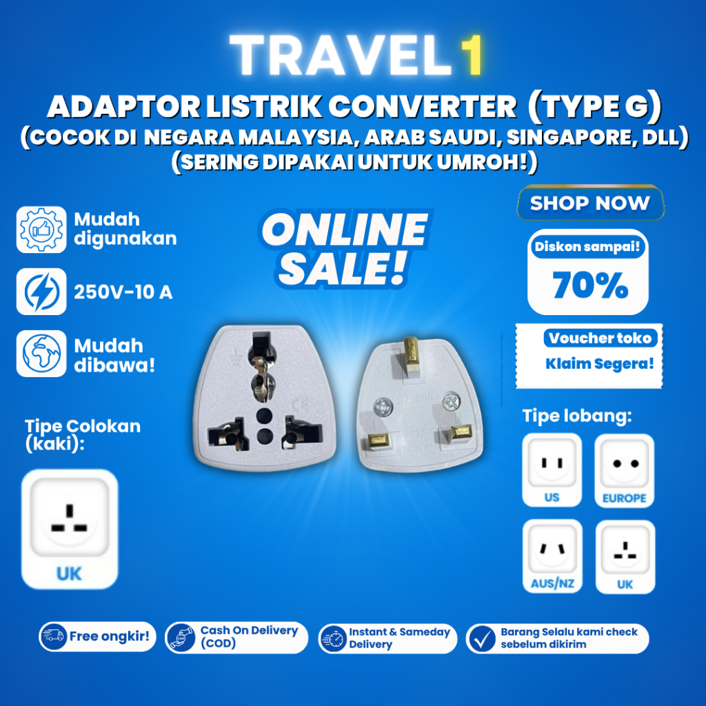 Jual Colokan listrik converter Adaptor Listrik Arab Saudi Umroh & Naik ...