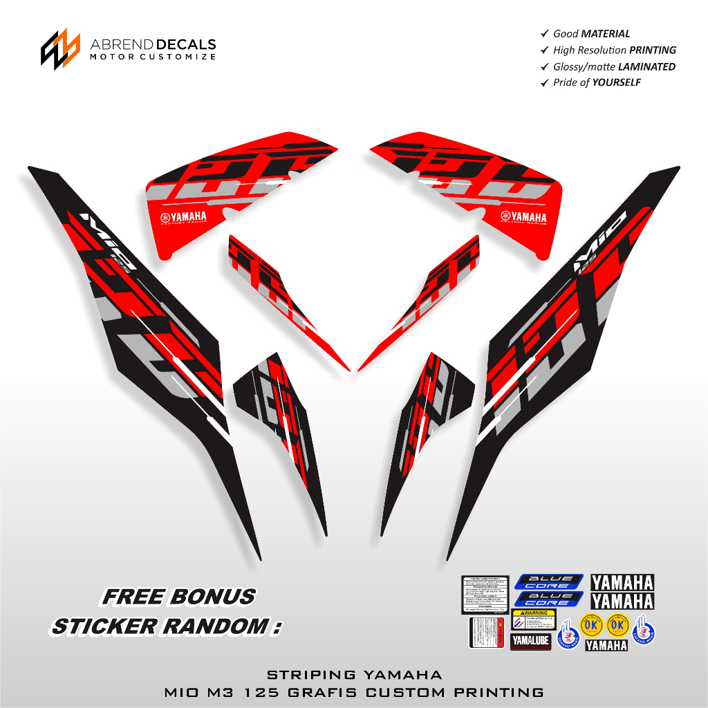Jual BELVA - Striping Mio M3 125 Grafis Custom Blok Hitam / Stiker ...