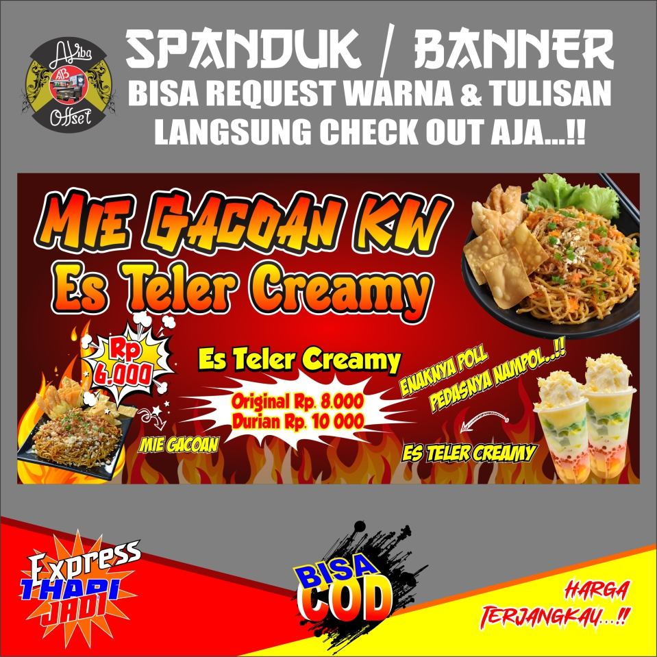 Jual SPANDUK BANNER MIE GACOAN DAN ES TELER 12060 | Shopee Indonesia