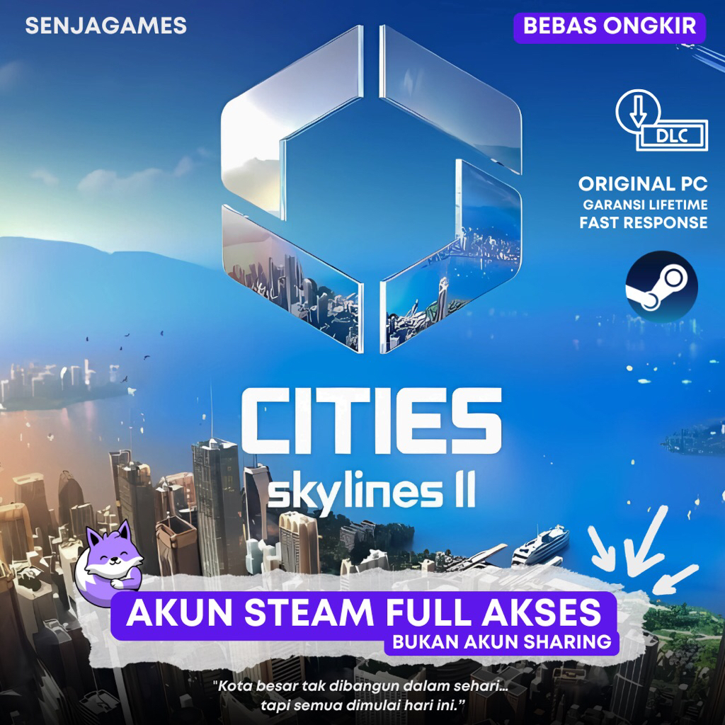 Jual AKUN STEAM CITIES SKYLINES II ORIGINAL PC GAME BUKAN SHARING FULL AKSES + BONUS GAME ...
