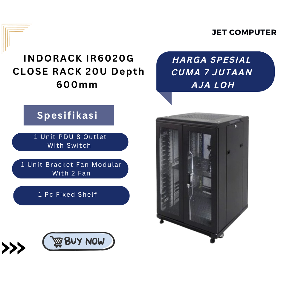 Jual INDORACK IR6020G CLOSE RACK 20U DEPTH 600MM GLASS DOOR - RACK ...