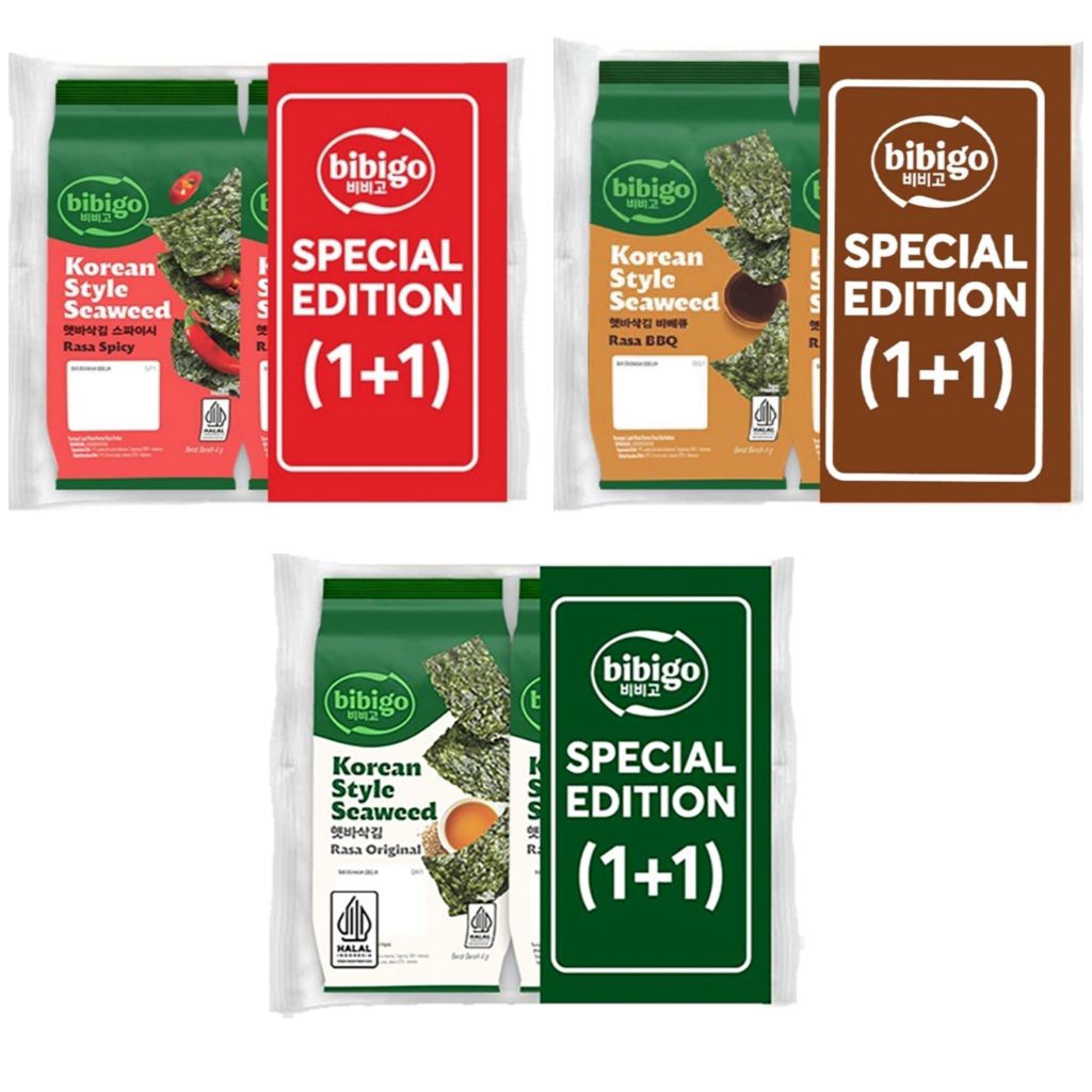 Jual Bibigo Camilan Rumput Laut Rasa Original BBQ dan pedas isi 2 ...
