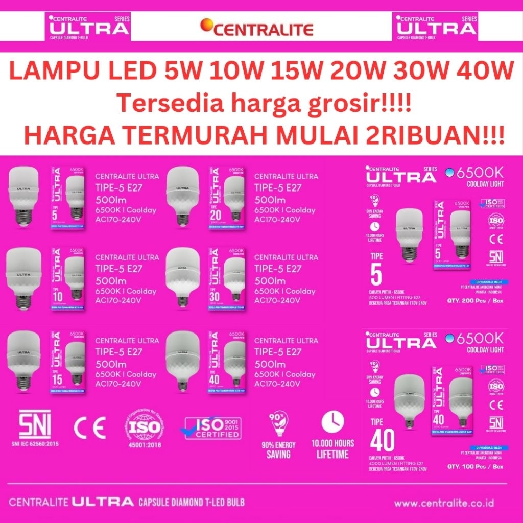 Jual LAMPU LED TIPE 5 10 15 20 30 40 CAPSULE KAPSUL TERANG HEMAT ENERGY ...