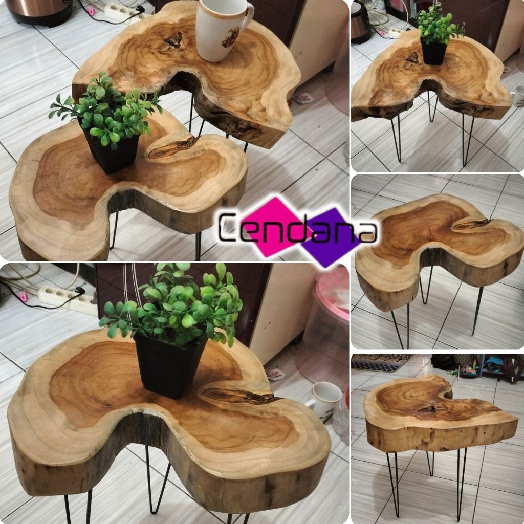Jual MEJA SUDUT AKAR JATI FULL FINISHING KAKI BESI | Shopee Indonesia