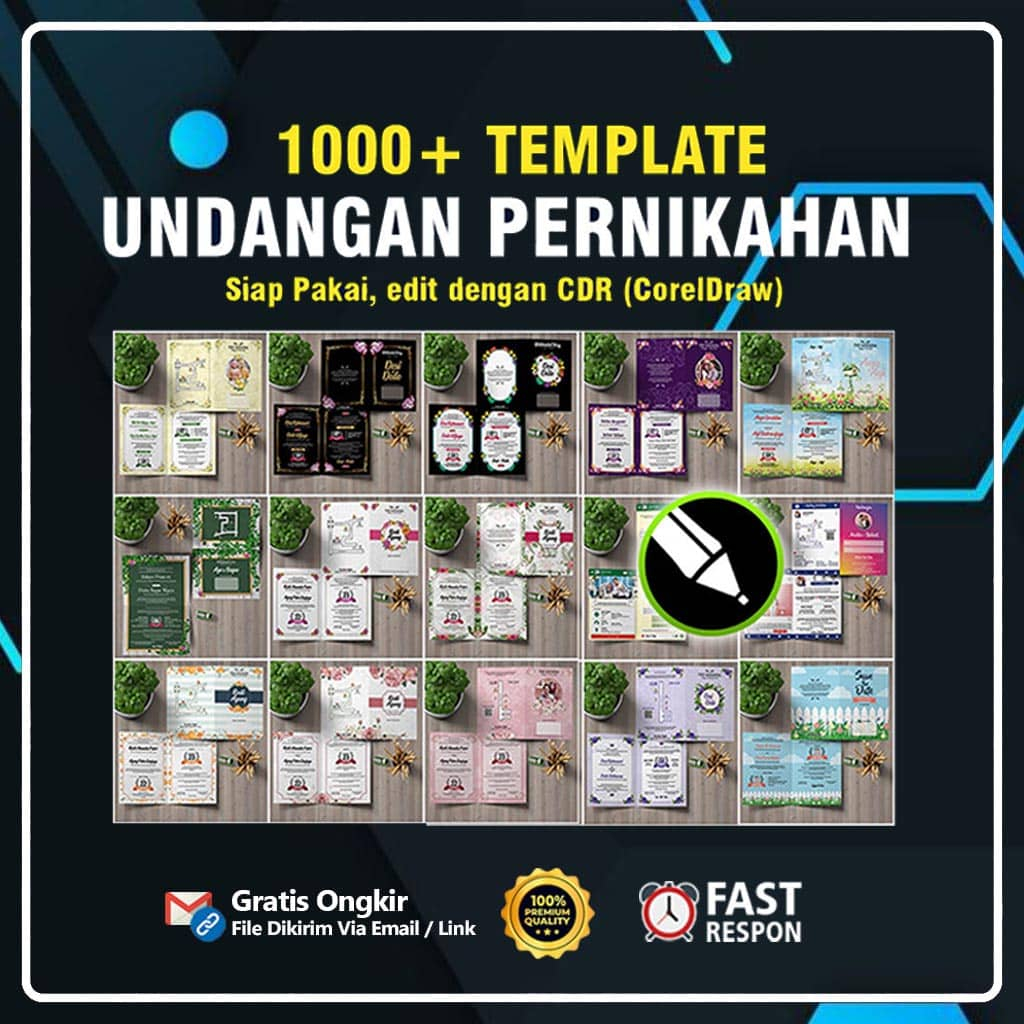 Jual 1000+ Template Undangan Pernikahan Wedding CDR CorelDraw Siap Edit ...