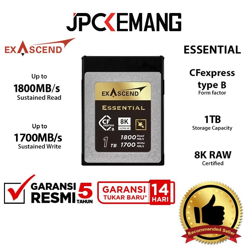 Jual Exascend 1TB Essential CFexpress Type B 1800MB/s CF Express 1 TB Memory Card EXPC3E001TB ...