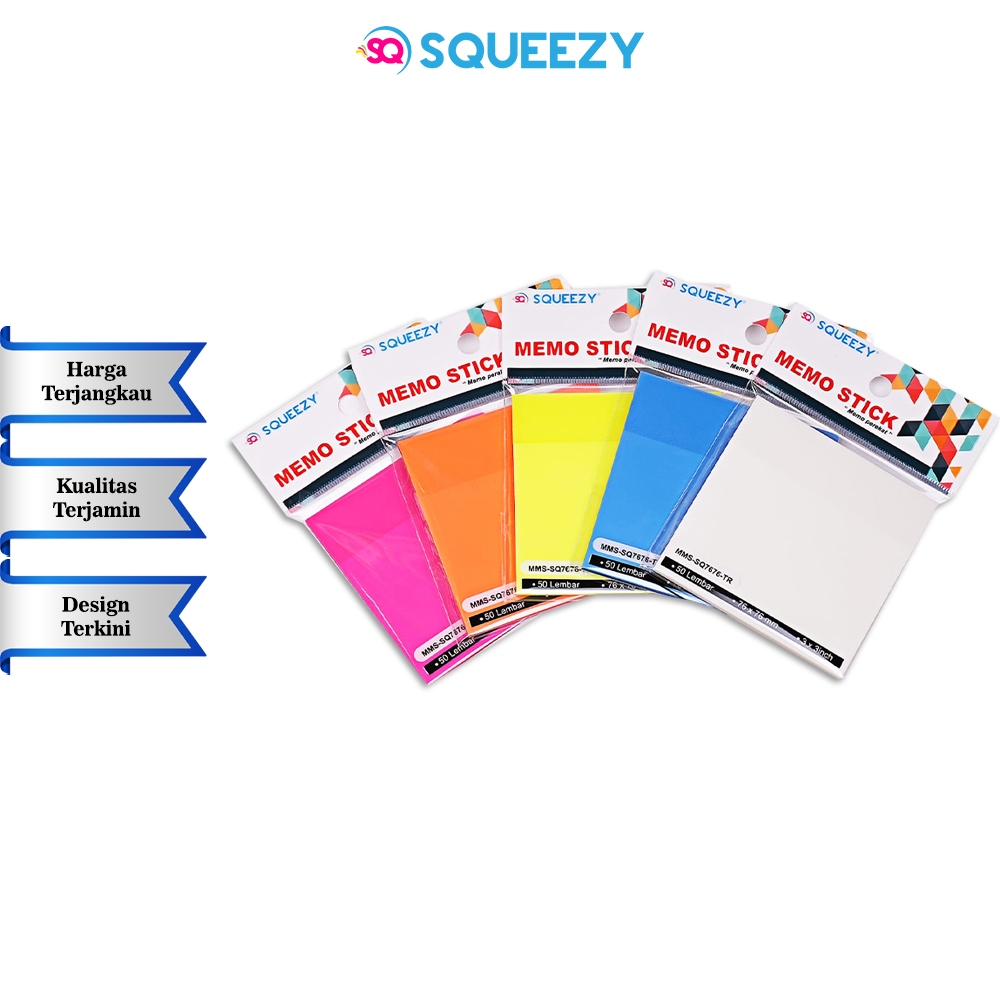 Jual Sticky Note Transparan 50 lembar Squeezy / Memo Stick dengan daya ...