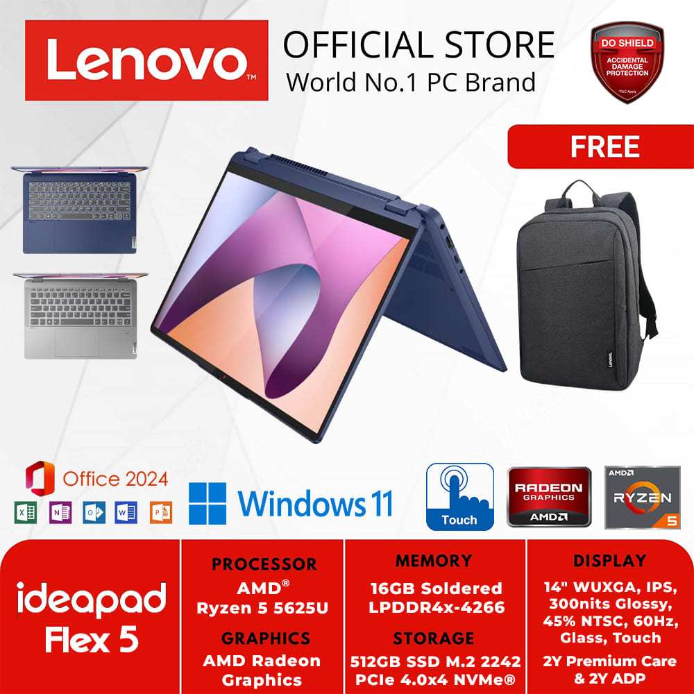 Jual LENOVO FLEX 5 2in1 14ABR8 HVID HXID AMD RYZEN 5 5625U 16GB 512GB ...