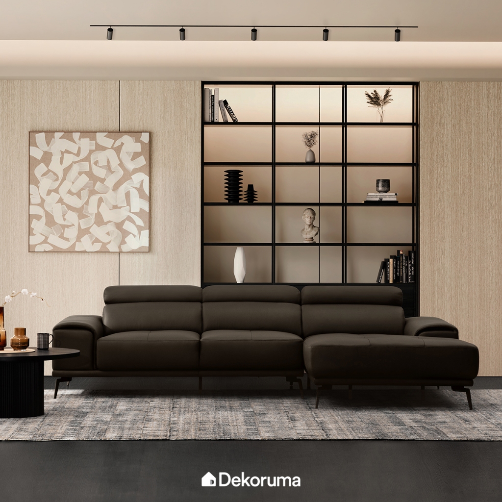 Jual Dekoruma LENNOX Sofa L Kiri / Sofa Ruang Tamu Minimalis - Cokelat | Shopee Indonesia
