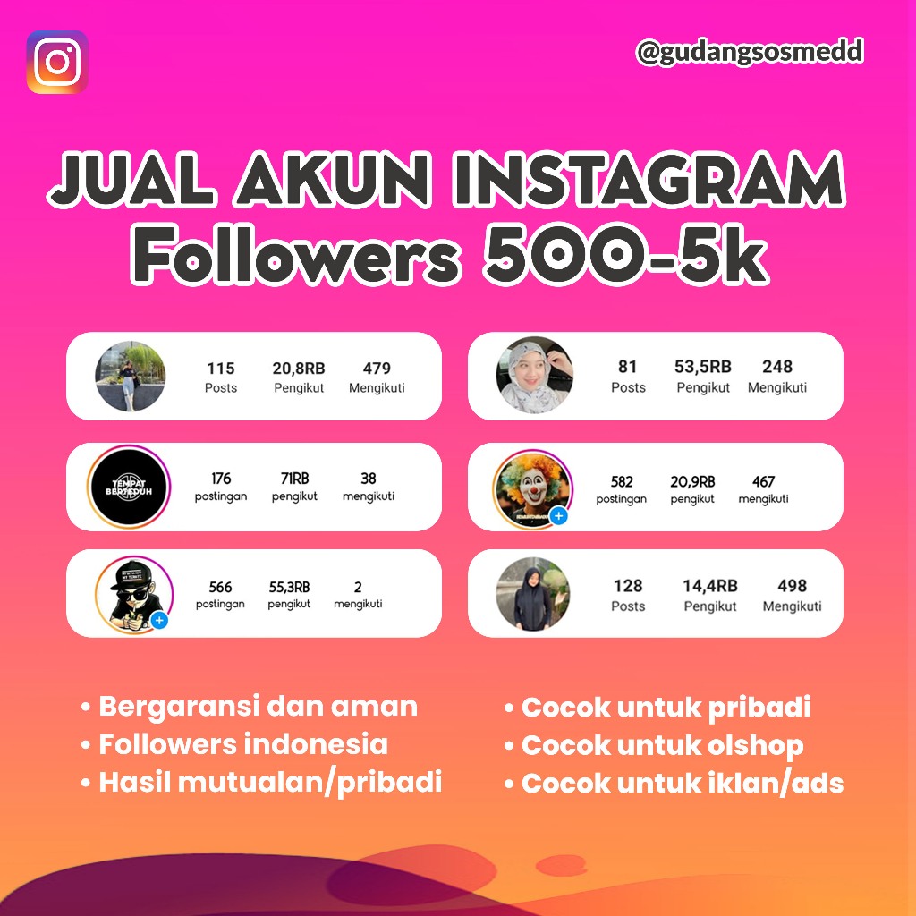 Jual Jual Akun Instagram Followers Organik 500 Harga Termurah ...