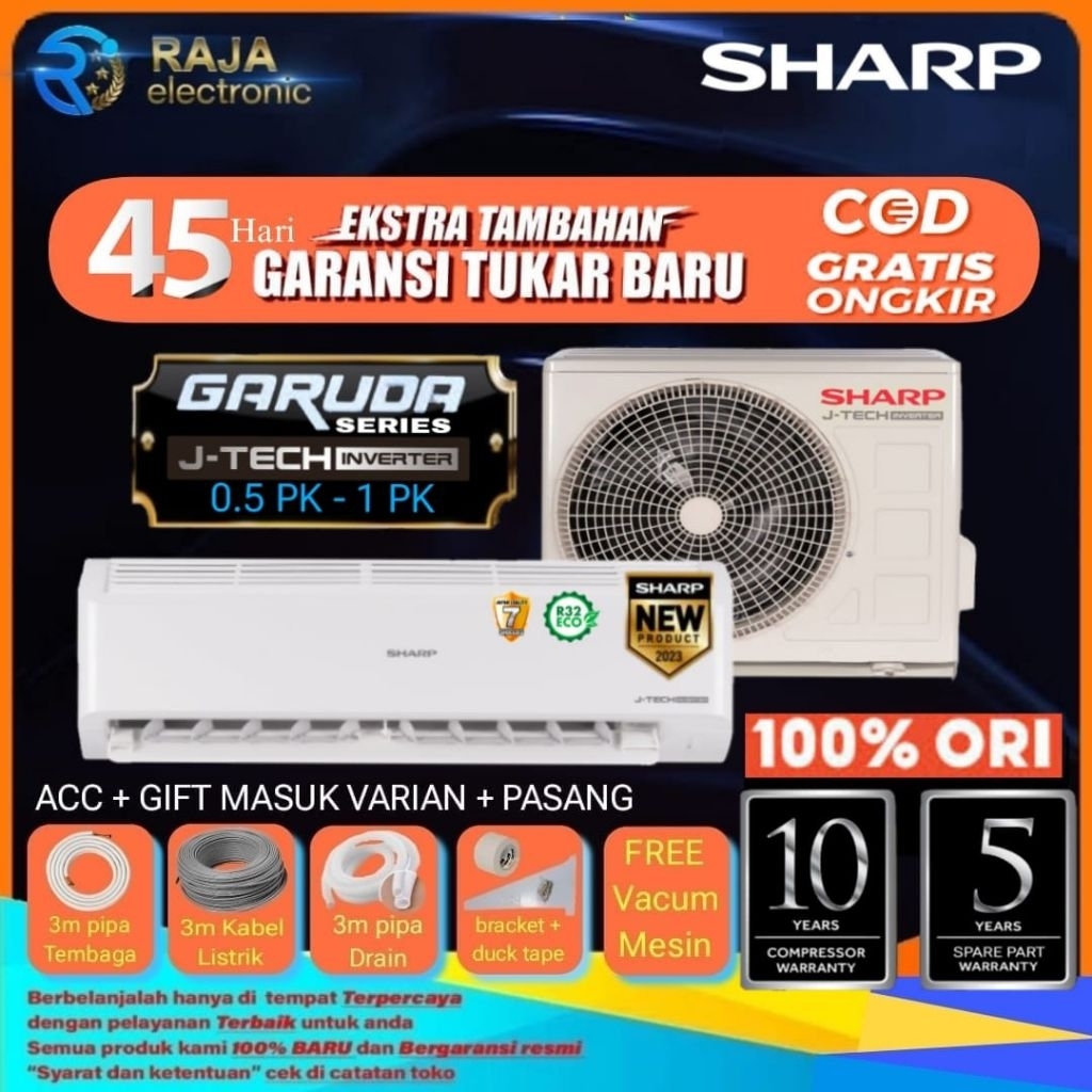 Jual AC SHARP INVERTER 1/2 PK - 2 PK seri X-BEY & X-ZY GARUDA series + Instalasi Pemasangan ...