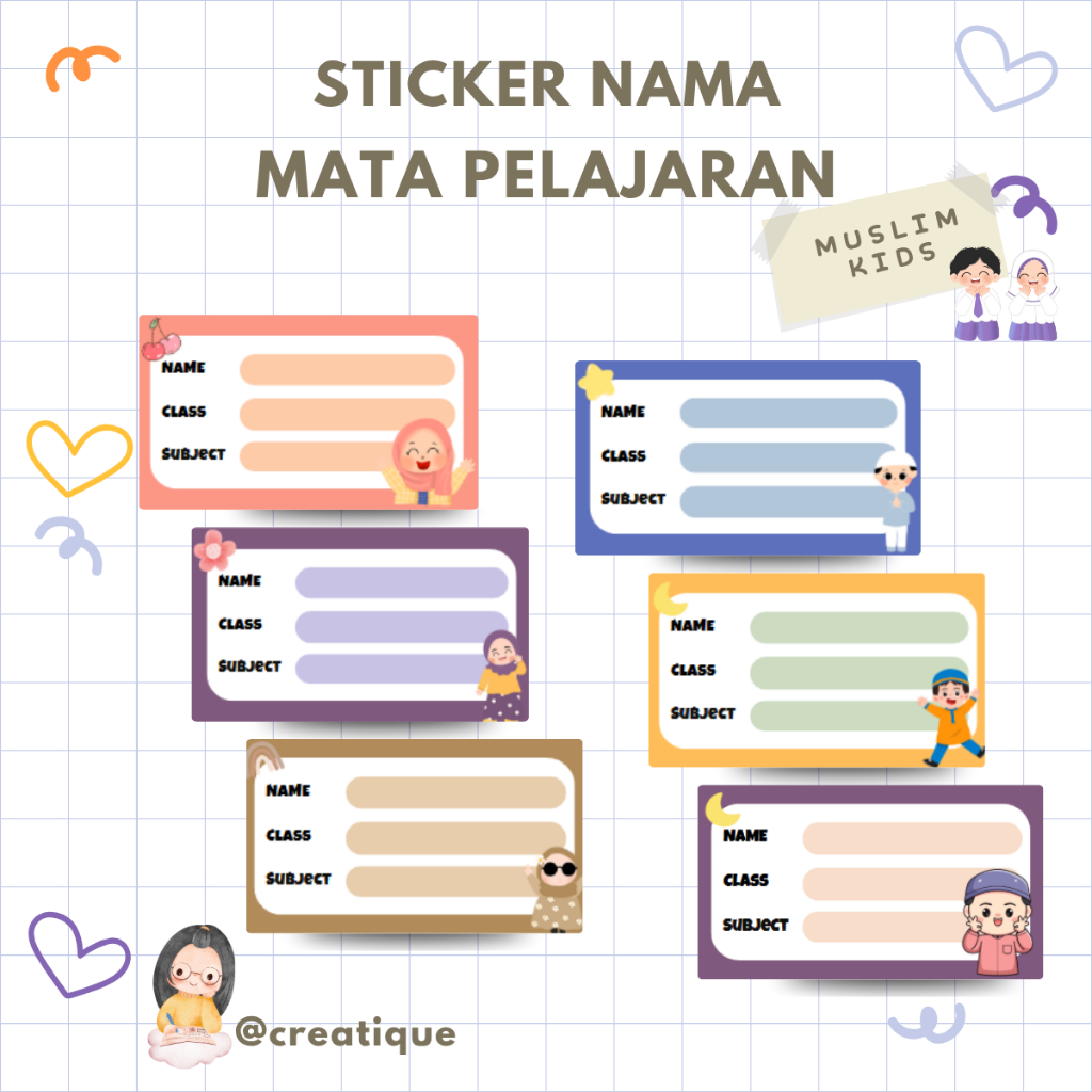 Jual [10Pcs] Stiker Label Buku Mata Pelajaran | Sticker Buku Nama ...
